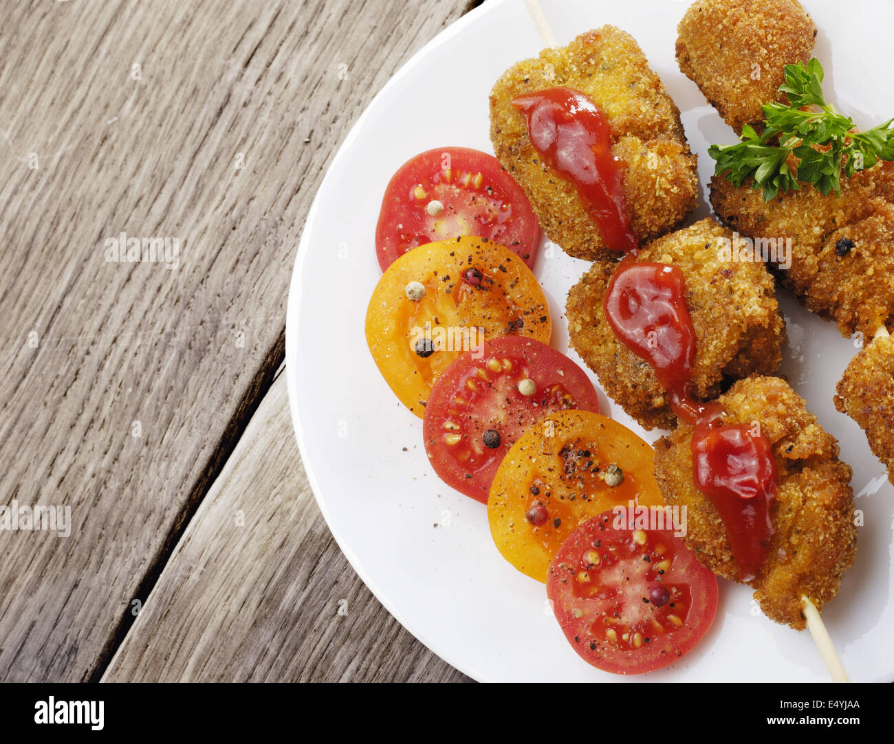 Tasty fried chicken kebob Stock Photo - Alamy