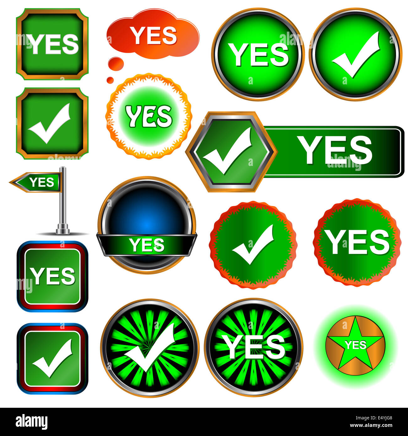 Yes icons set Stock Photo - Alamy