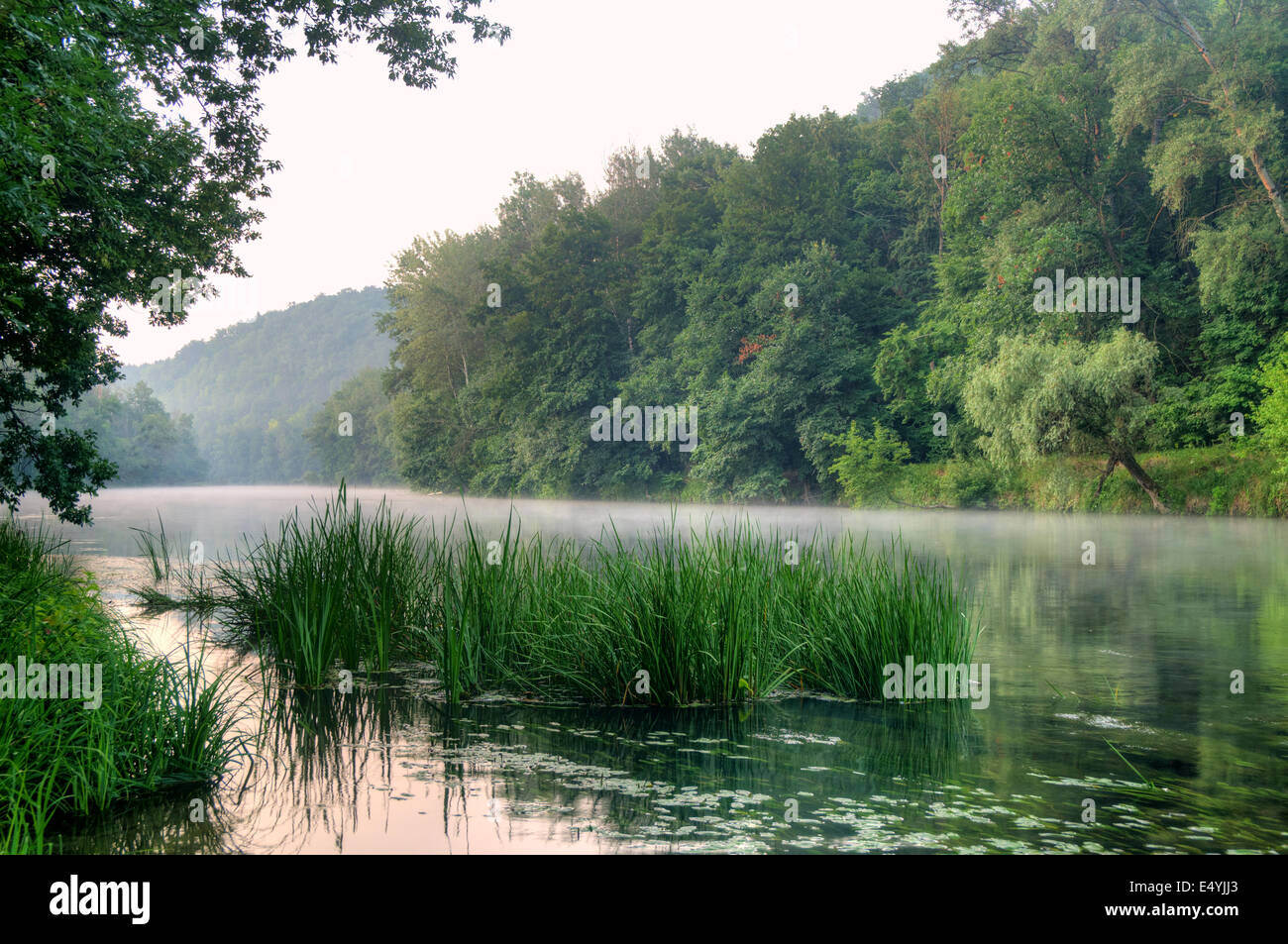 landscape with a river Stock Photo - Alamy