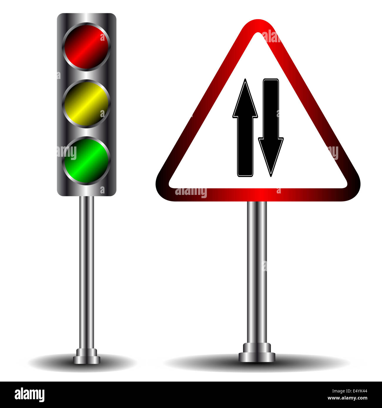 Traffic light and road sign Stock Photo - Alamy