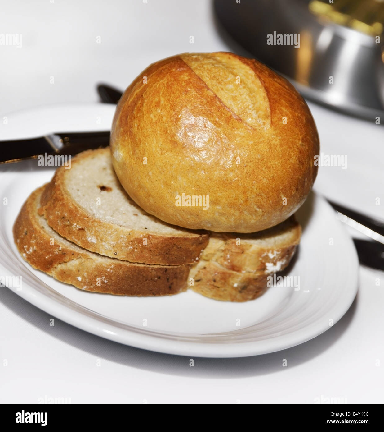 Closeup bread in plate hi-res stock photography and images - Alamy