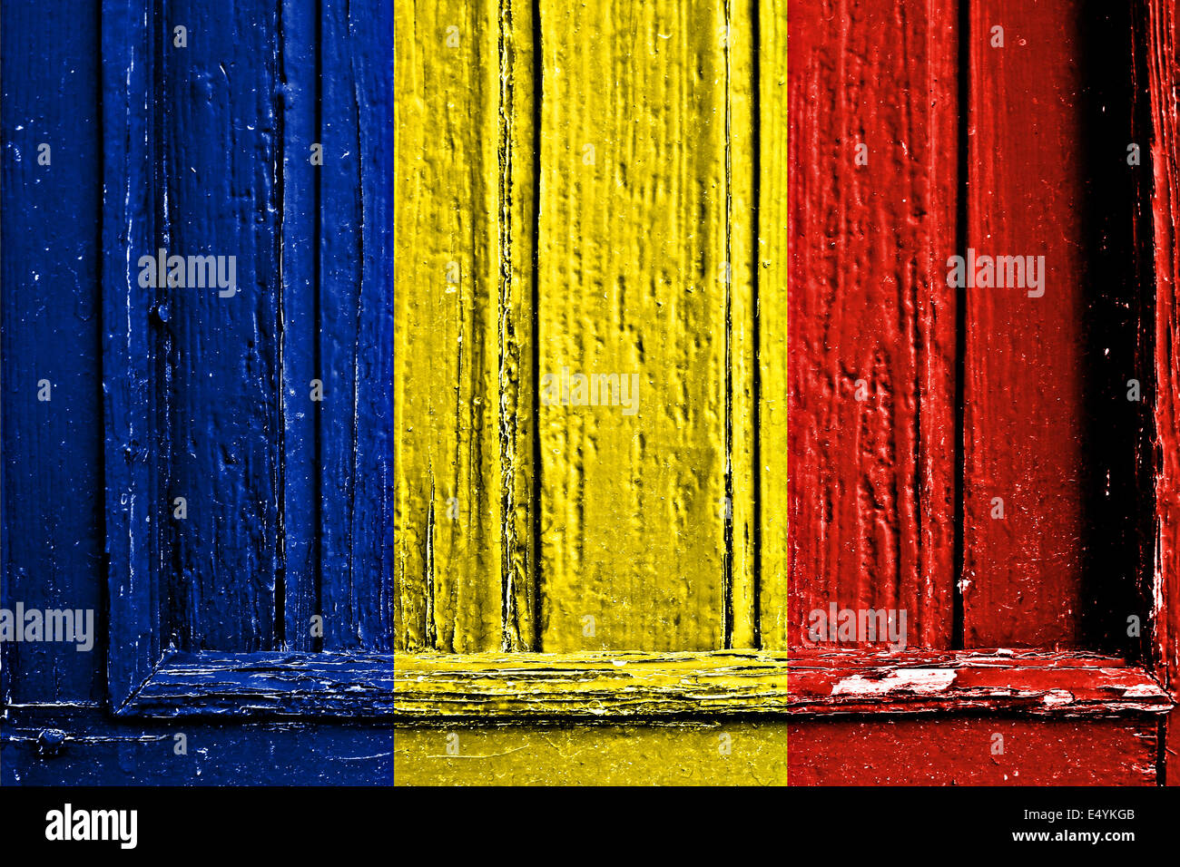 flag of Romania painted on wooden frame Stock Photo - Alamy
