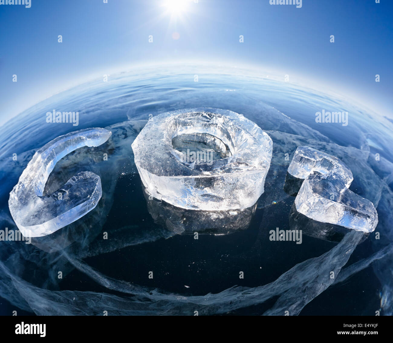 Icy chemical formula of carbon dioxide CO2 Stock Photo - Alamy