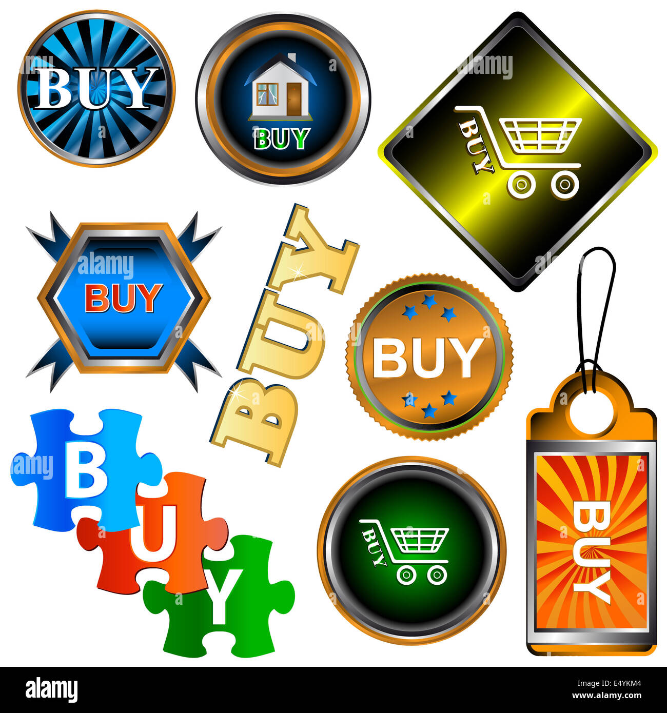 Set gradient button icons design hi-res stock photography and images ...