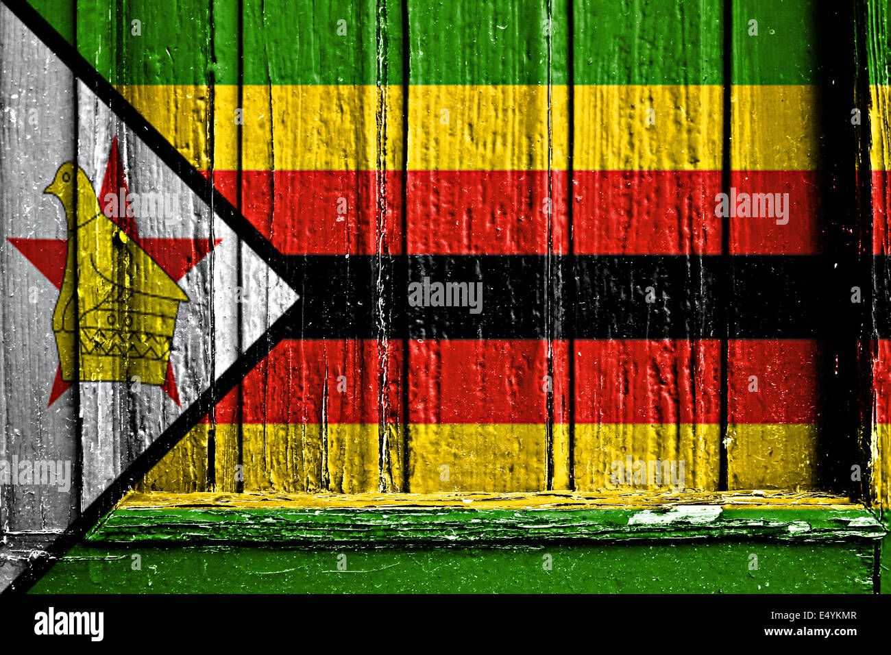 flag of Zimbabwe painted on wooden frame Stock Photo - Alamy