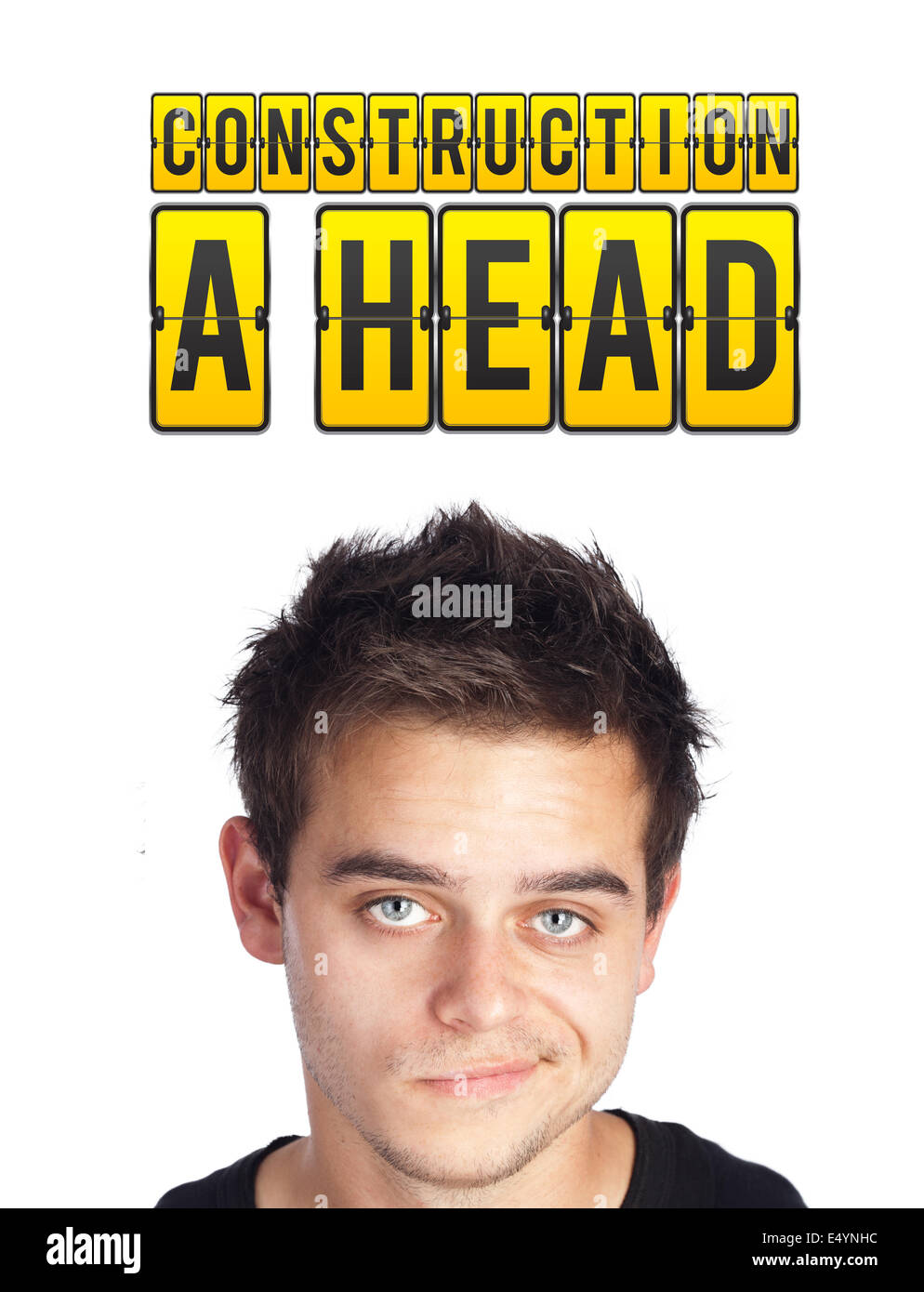 Young person looking at idea type of sign Stock Photo - Alamy