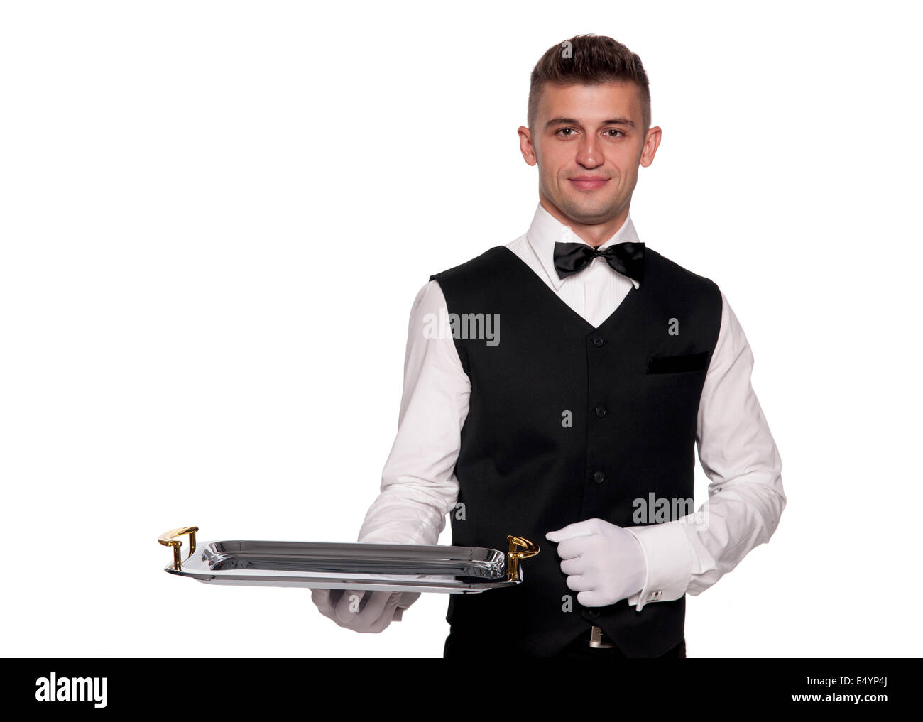 A young boy waiter with a tray Stock Photo - Alamy