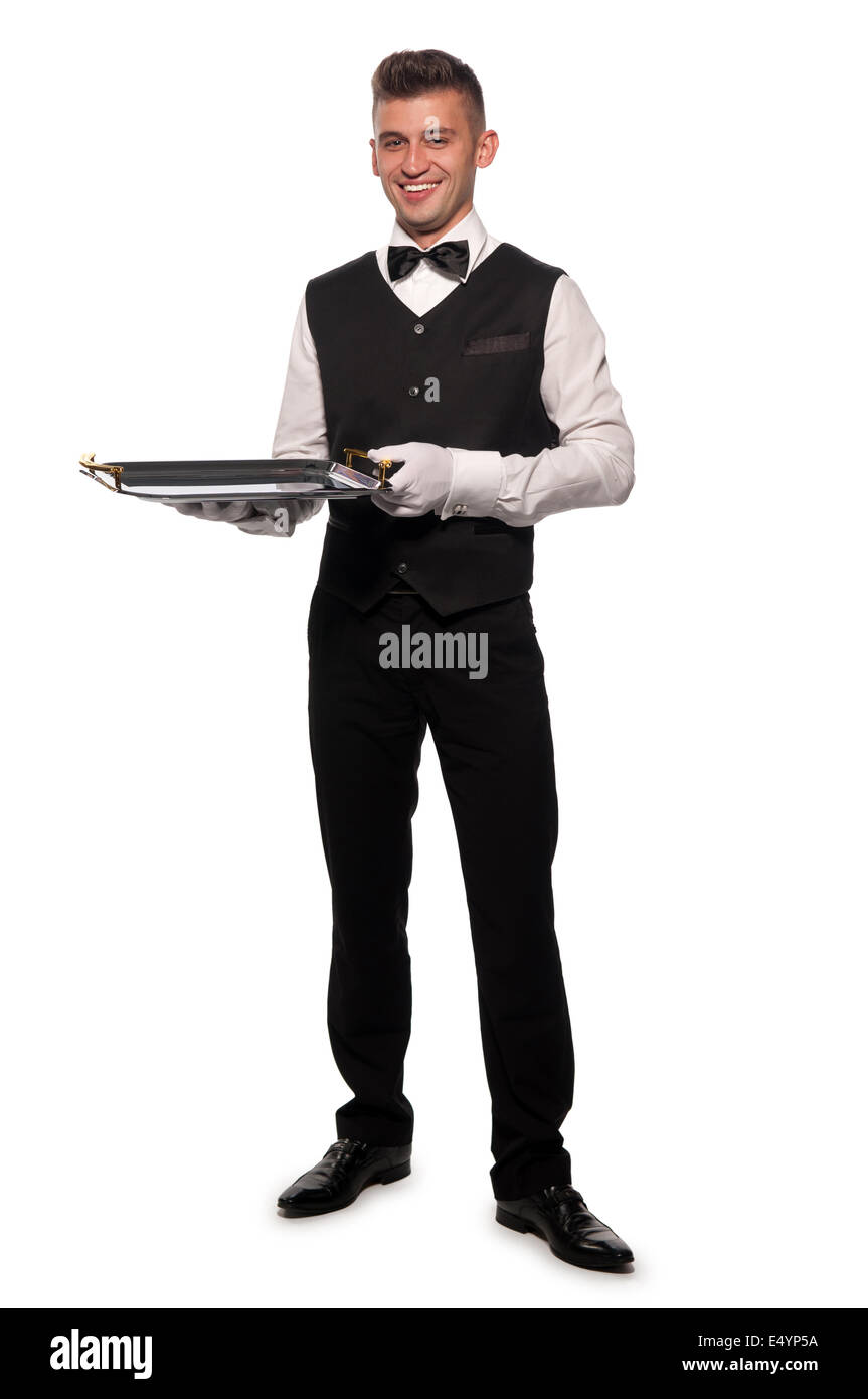 A young boy waiter with a tray Stock Photo - Alamy