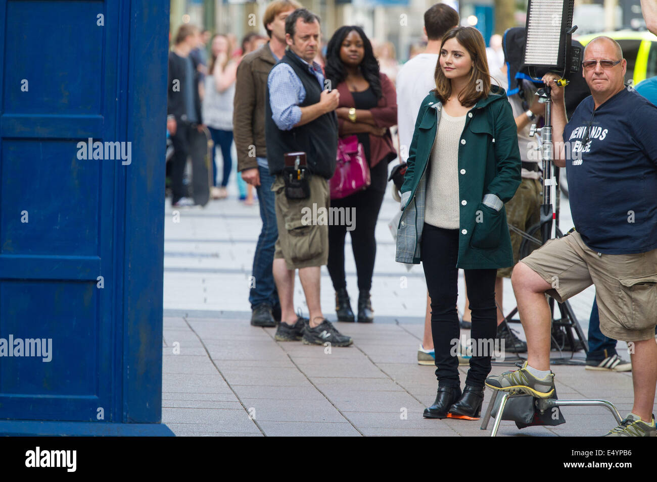 Cardiff, UK. 17th July 2014. The cast of BBC Doctor Who are spotted ...