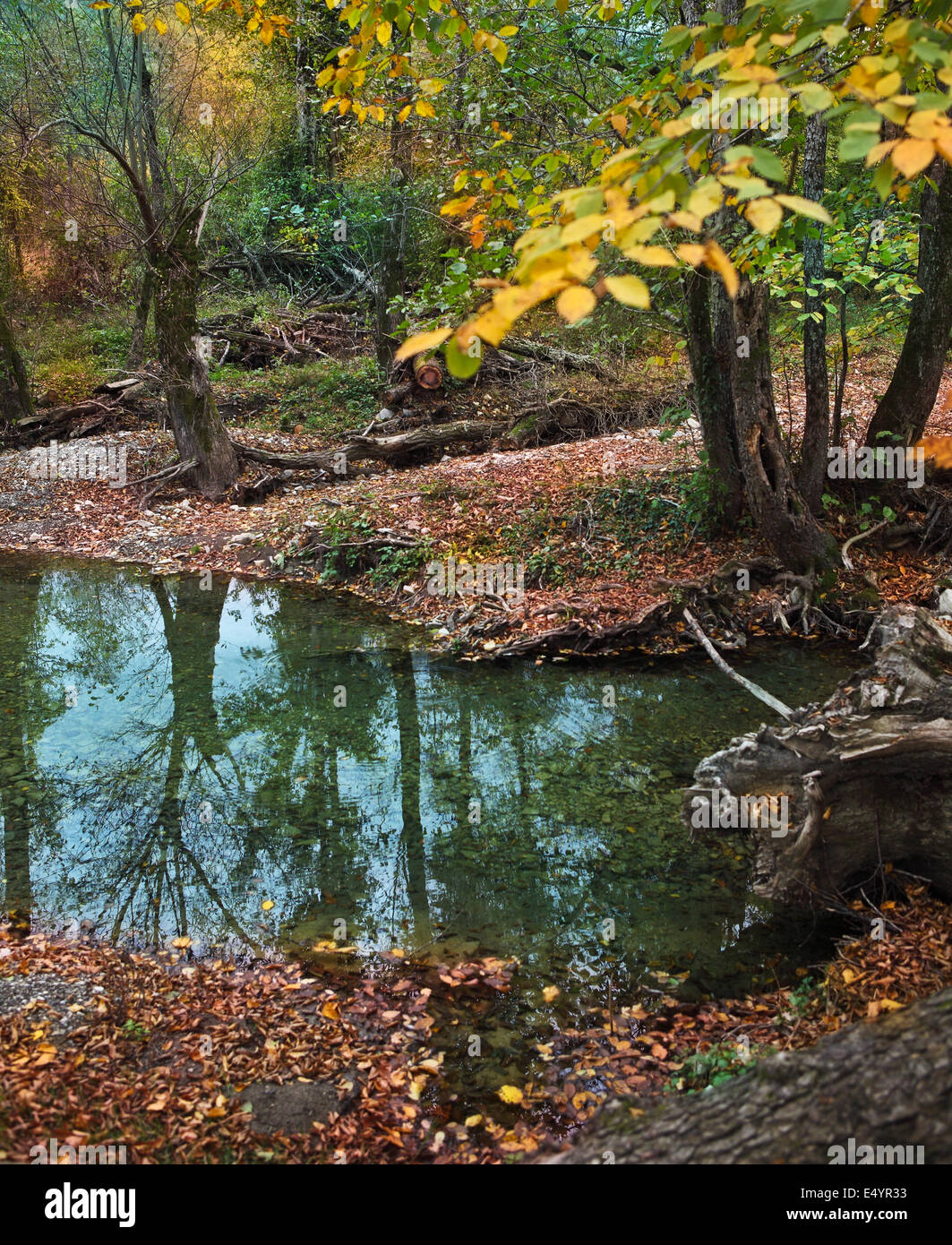 Serene river scene small waterfall hi-res stock photography and images ...