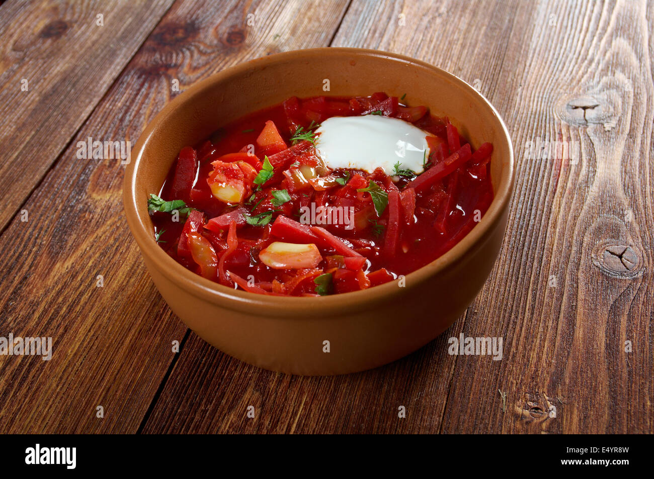 russian red-beet soup (borscht Stock Photo - Alamy