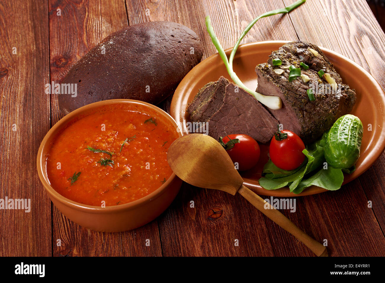 Italian rustic dinner Stock Photo - Alamy