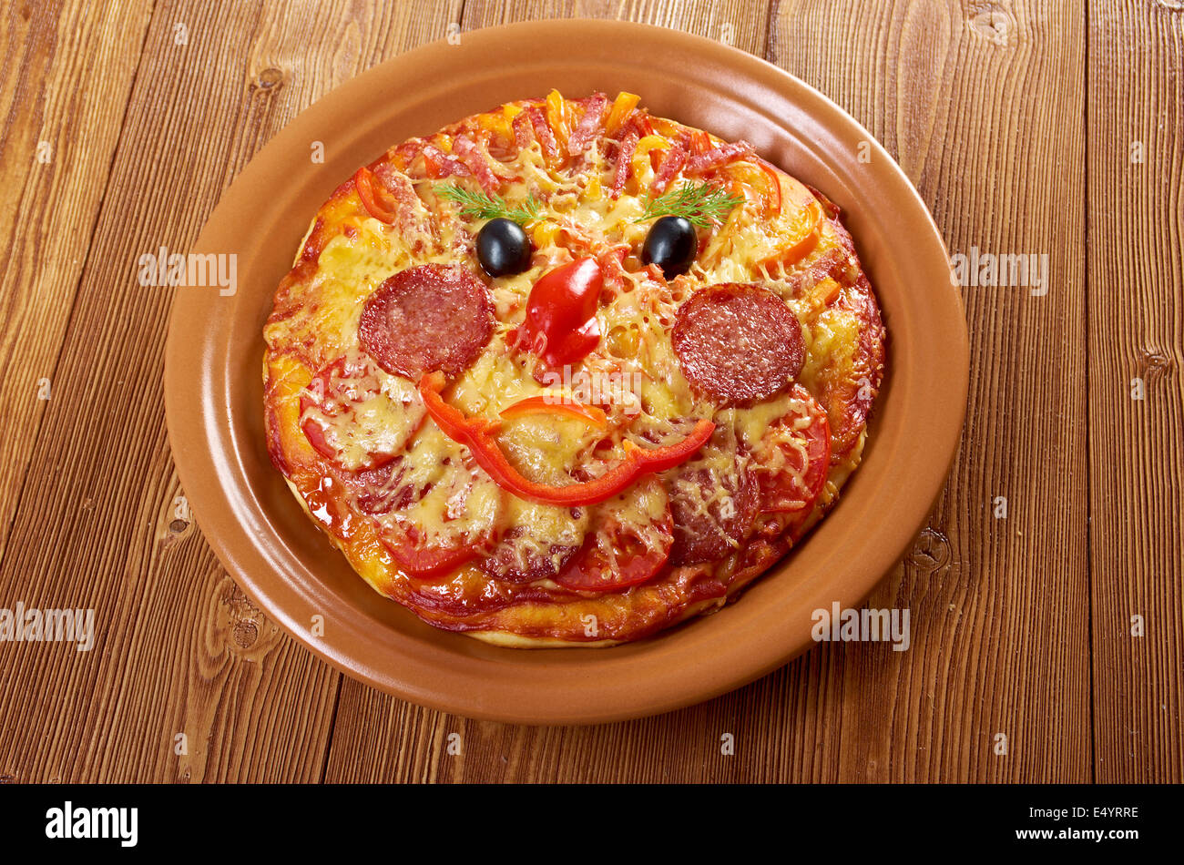 Smiley Faced Pizza Stock Photo - Alamy