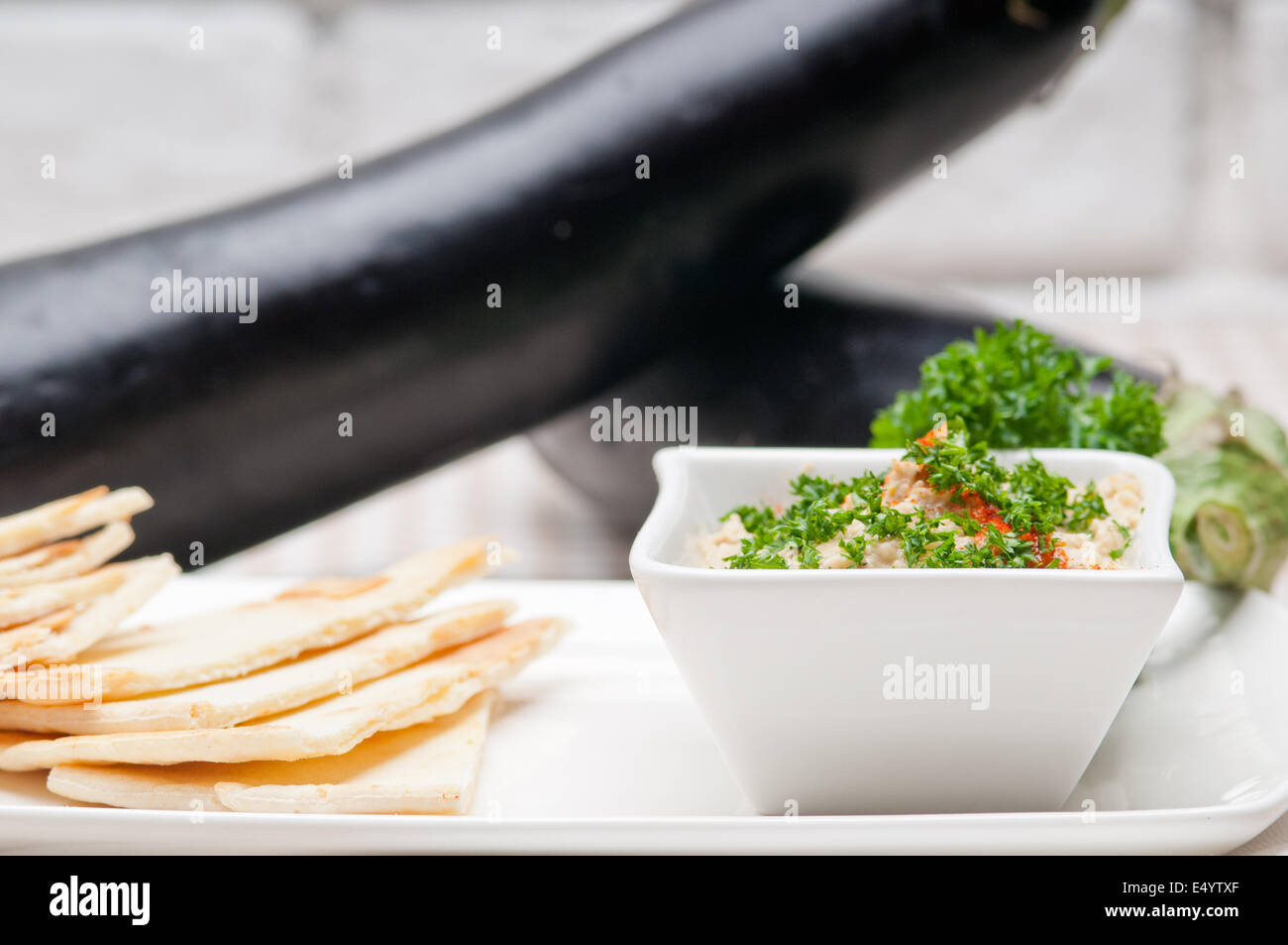 moutabal baba ghanoush eggplant dip Stock Photo - Alamy