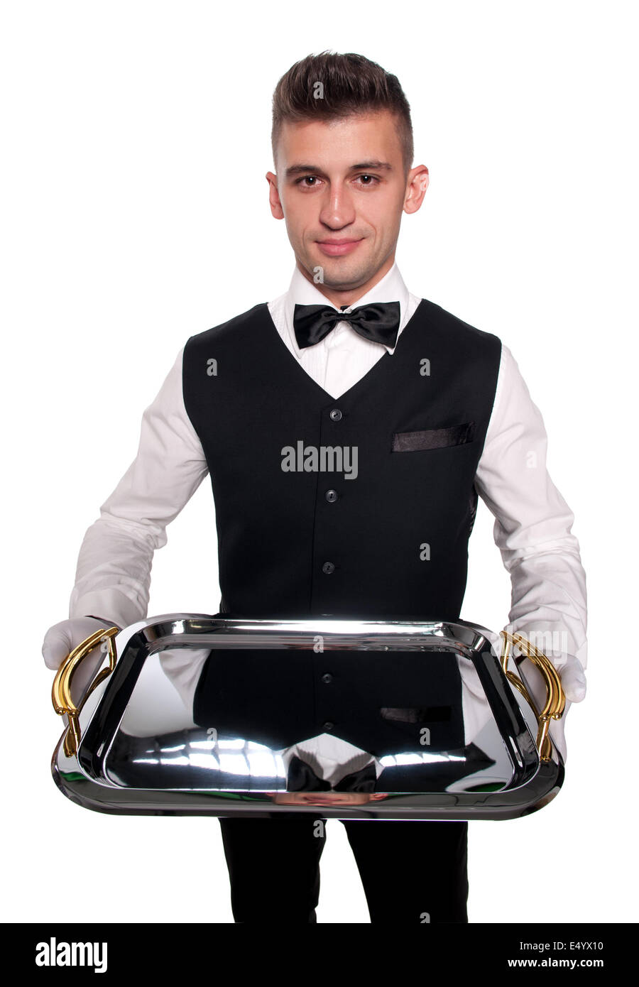 A young boy waiter with a tray Stock Photo - Alamy