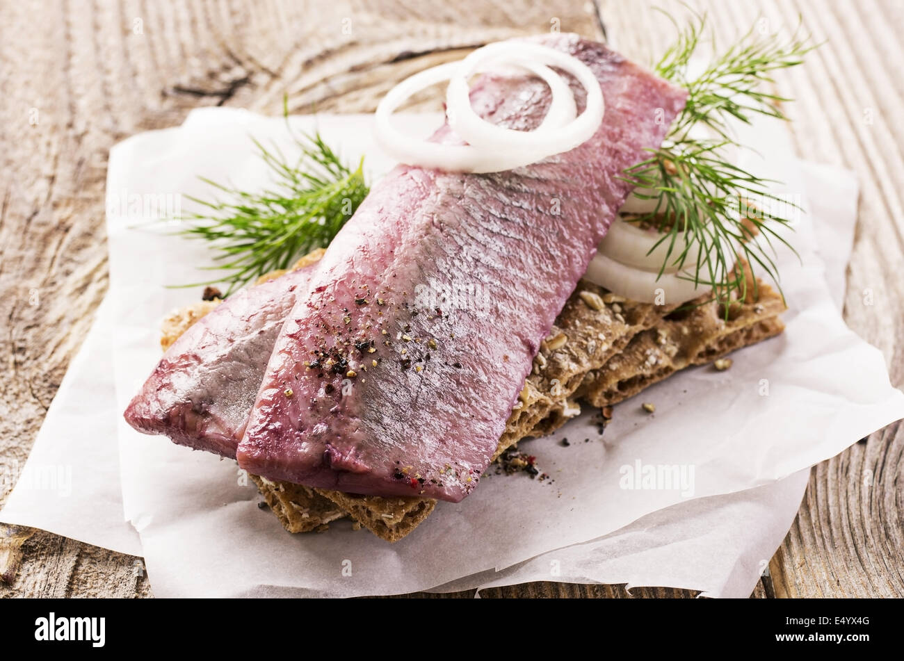 pickled herring fillet Stock Photo - Alamy
