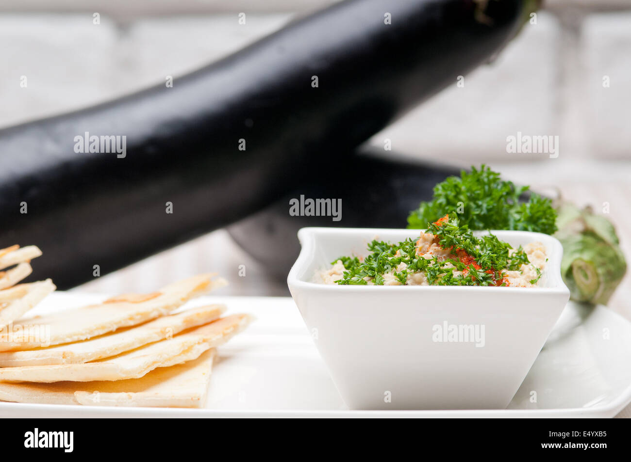 moutabal baba ghanoush eggplant dip Stock Photo - Alamy
