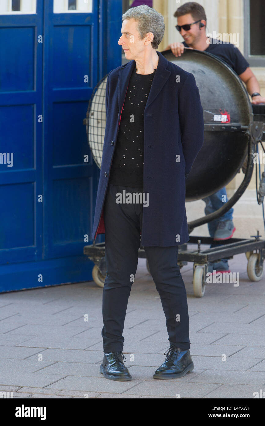 Cardiff, UK. 17th July 2014. The cast of BBC Doctor Who are spotted ...