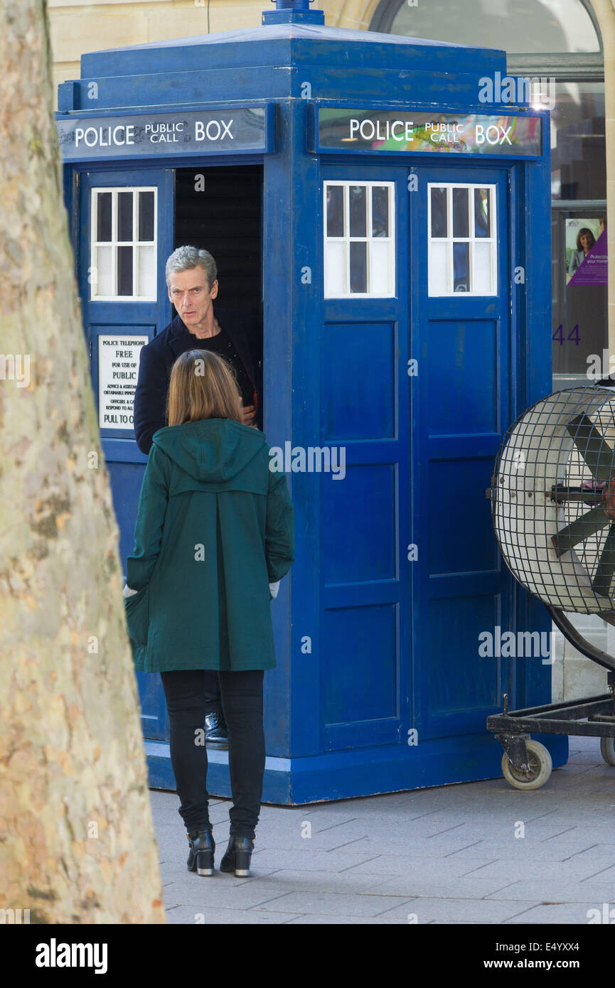 Cardiff, UK. 17th July 2014. The cast of BBC Doctor Who are spotted ...