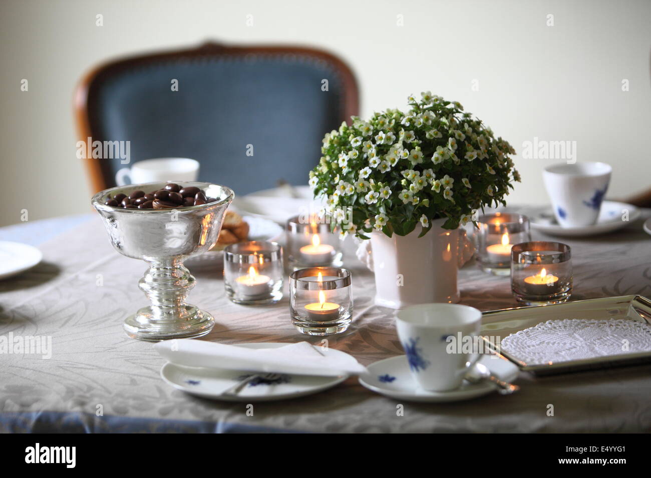 Formal tea party with candles Stock Photo - Alamy