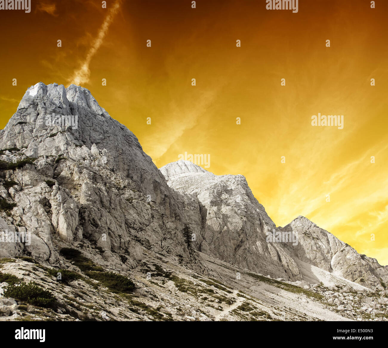 High Mountain Sunset Stock Photo - Alamy