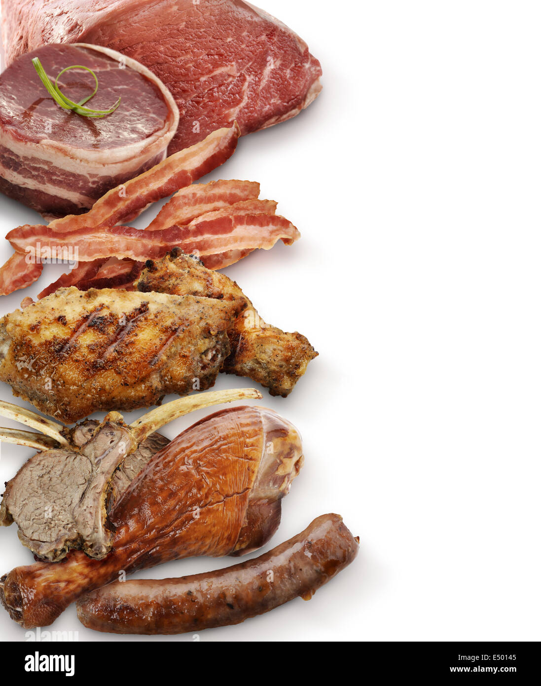 Collage assortment sausage meat hi-res stock photography and images - Alamy