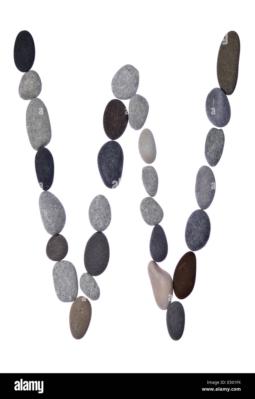 pebble W isolated on white Stock Photo - Alamy