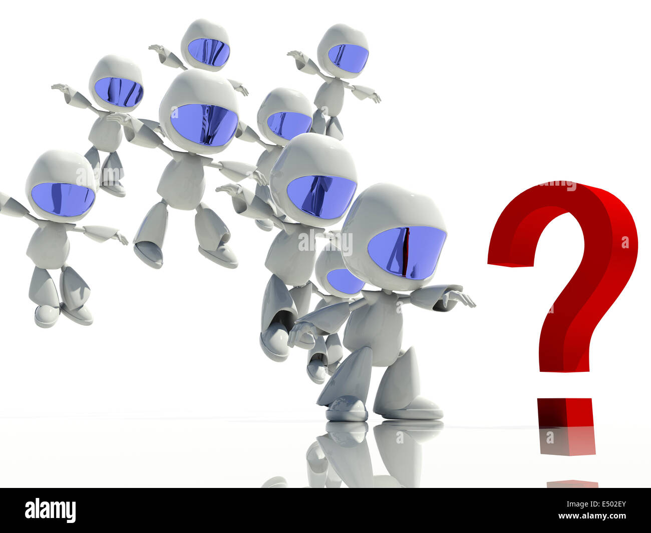 3d characters looking at a question mark, looking for answers Stock ...