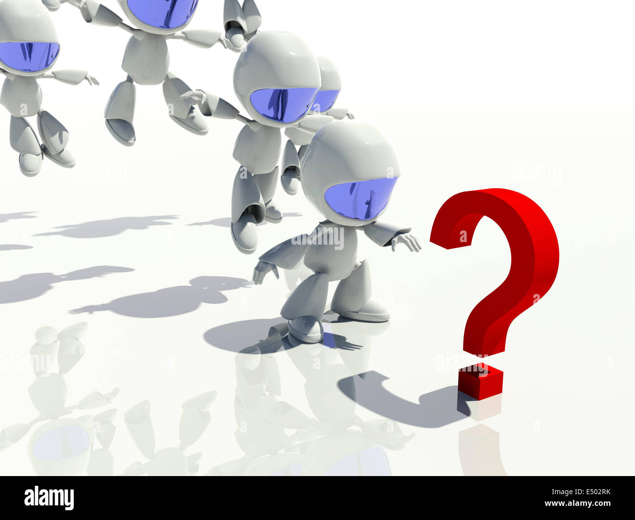3d characters looking at a question mark, looking for answers Stock ...