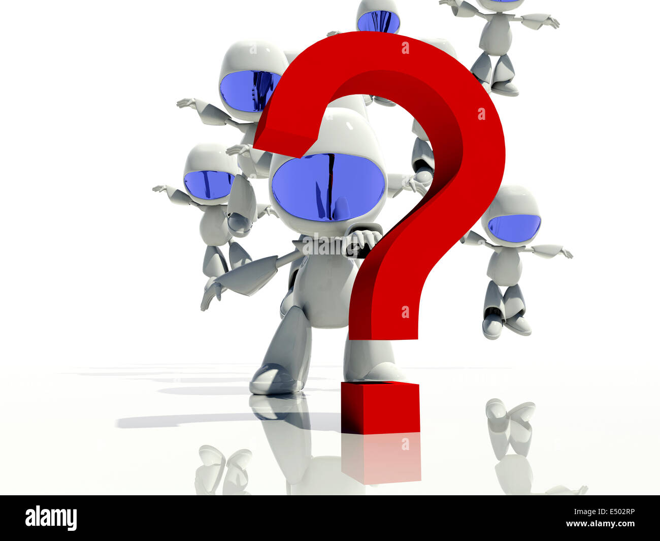 3d characters looking at a question mark, looking for answers Stock ...