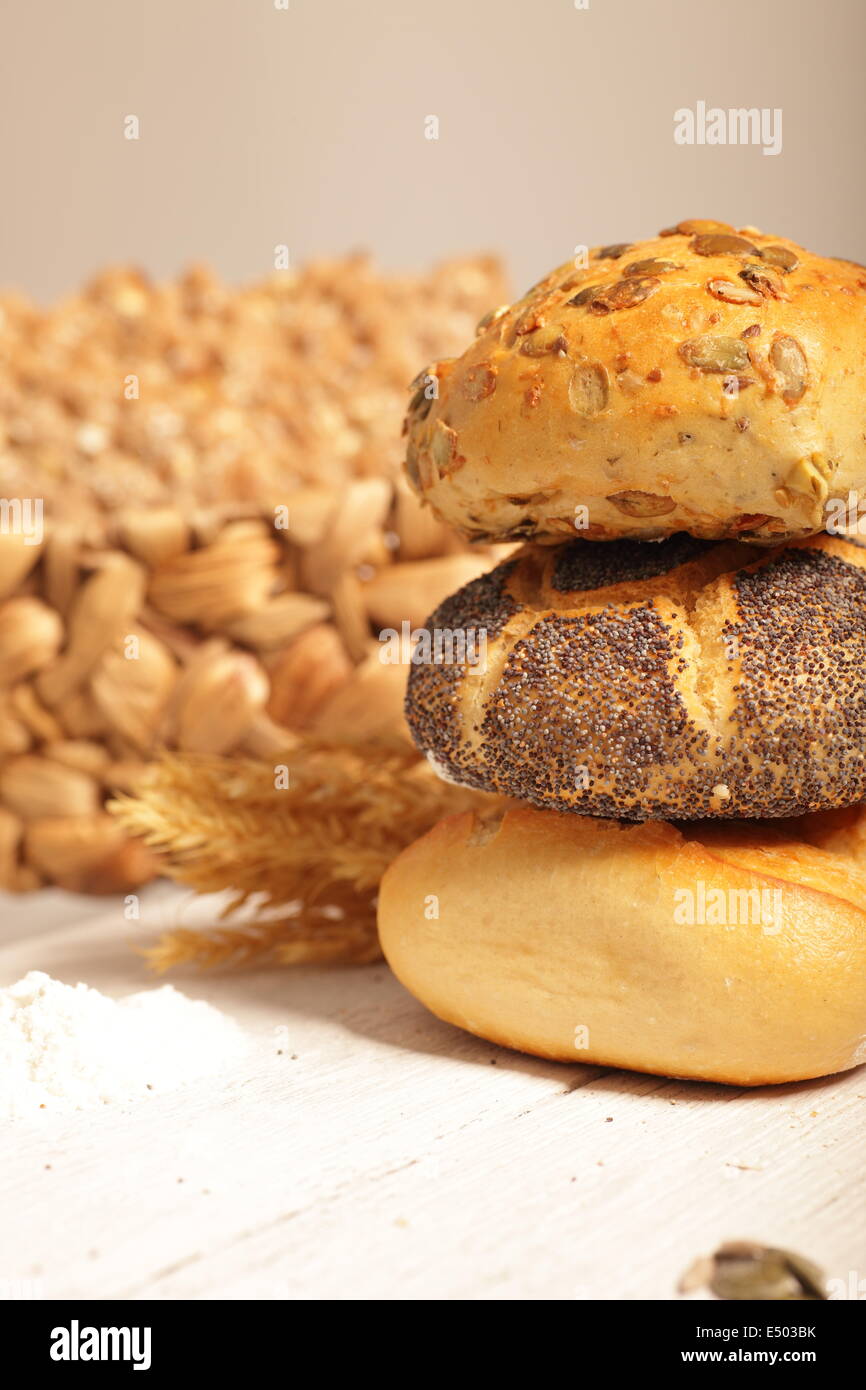Assorted rolls in a bakery Stock Photo - Alamy