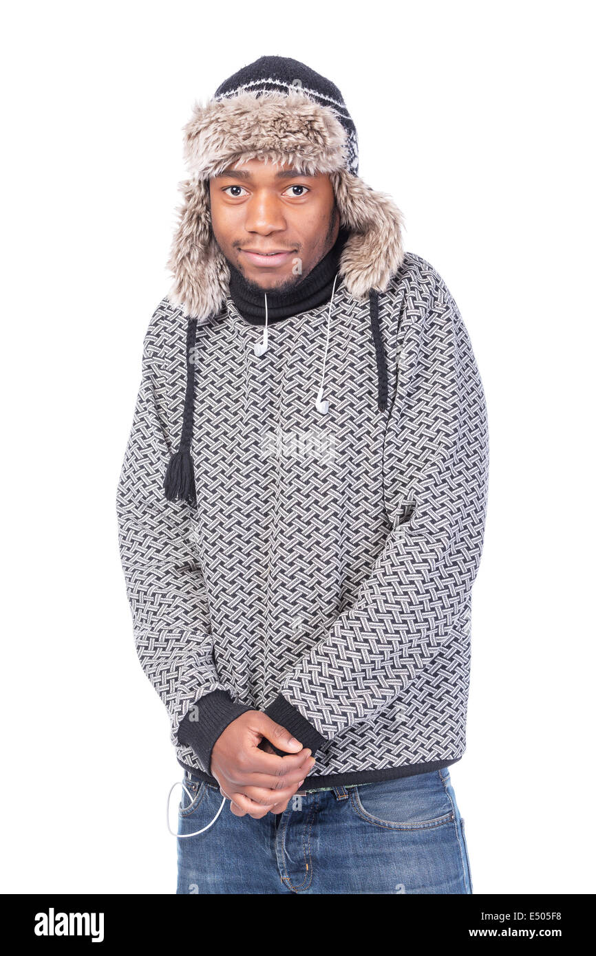 Young African-American feeling cold Stock Photo - Alamy