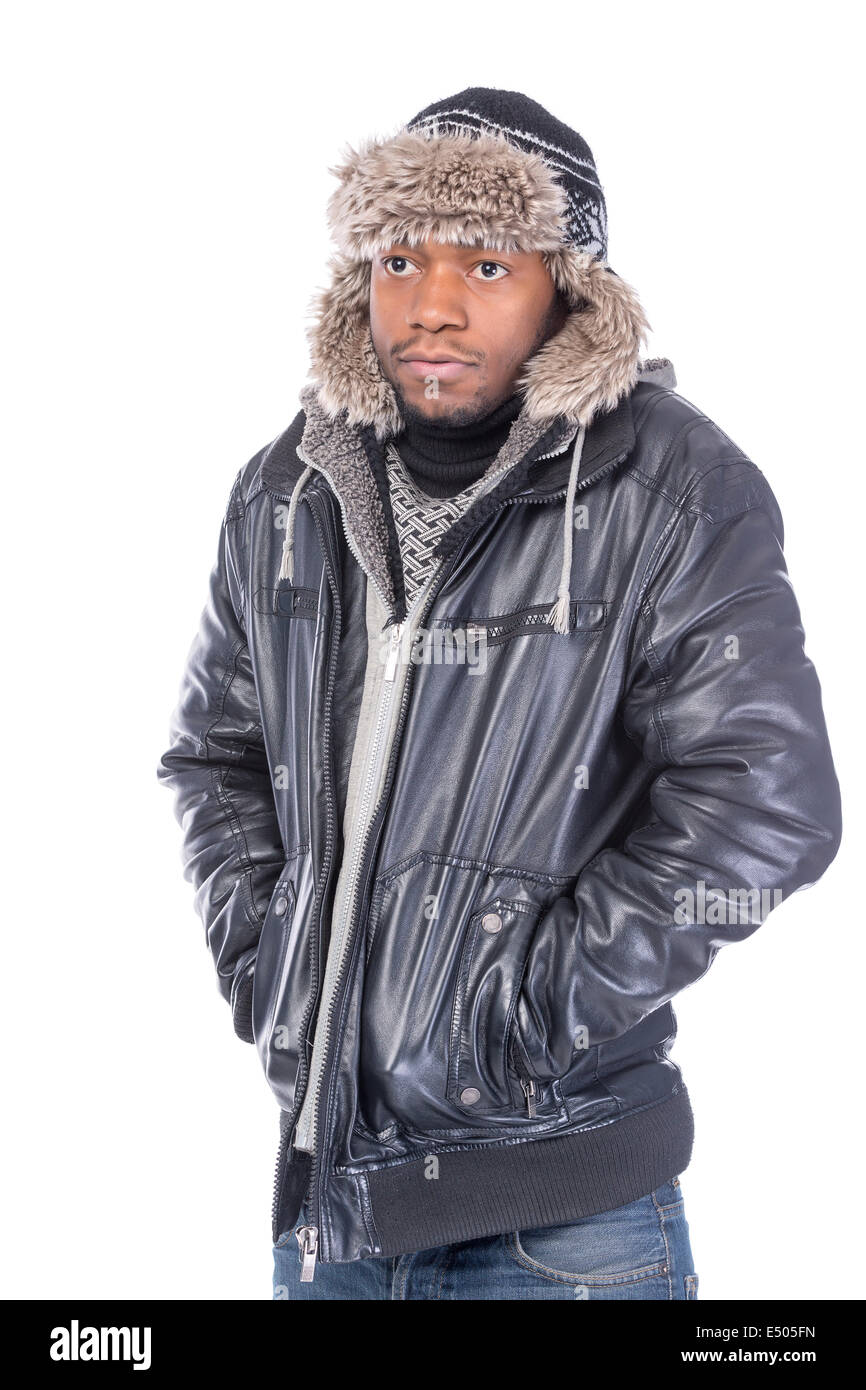 Young African-American feeling cold Stock Photo - Alamy