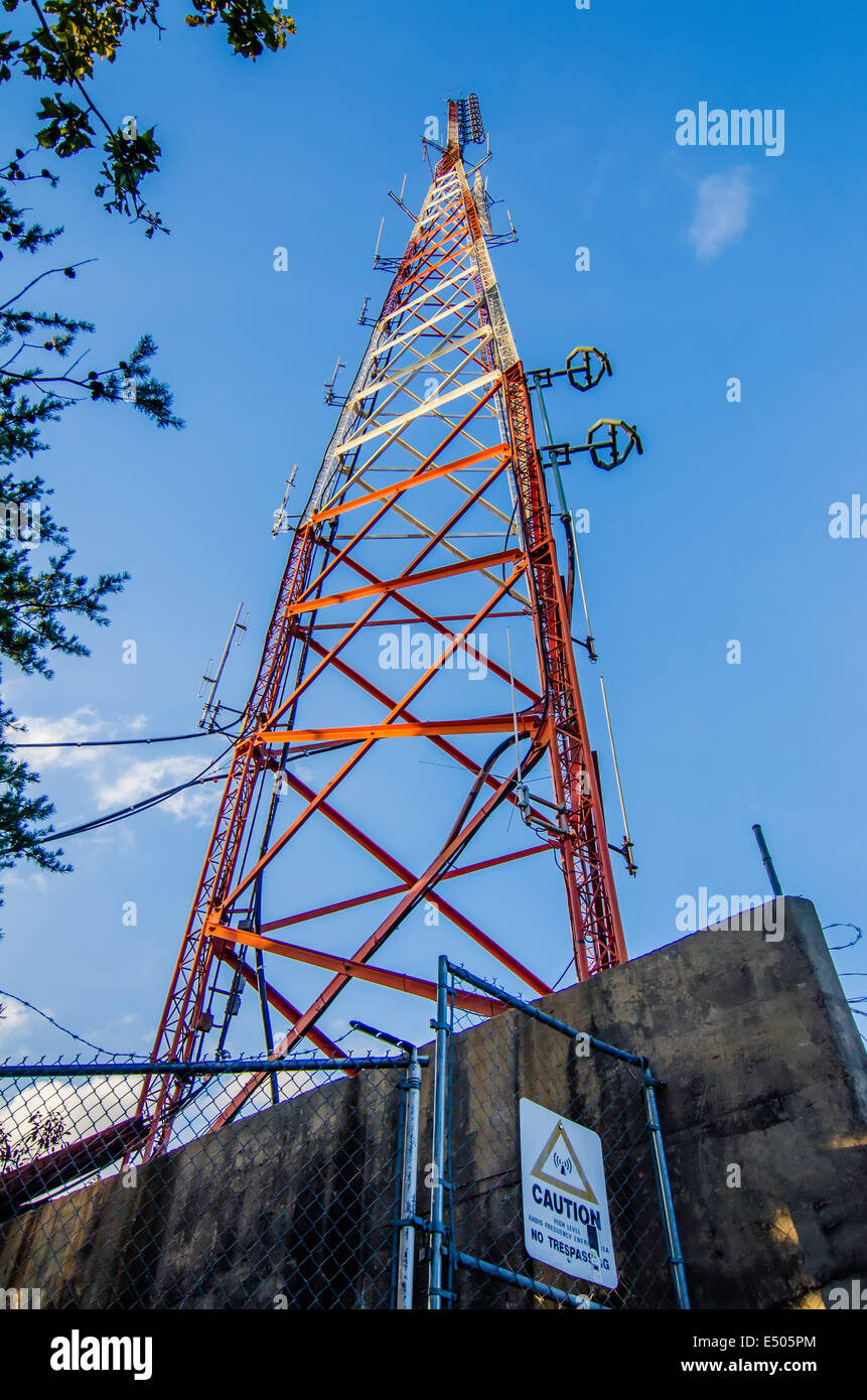 communications tower on the mountain Stock Photo - Alamy