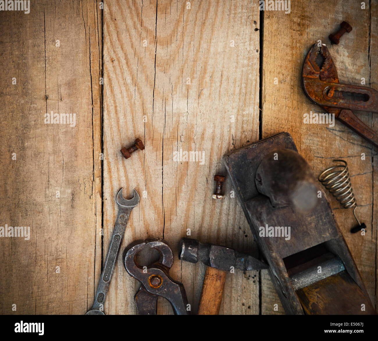 Dirty set of hand tools Stock Photo - Alamy