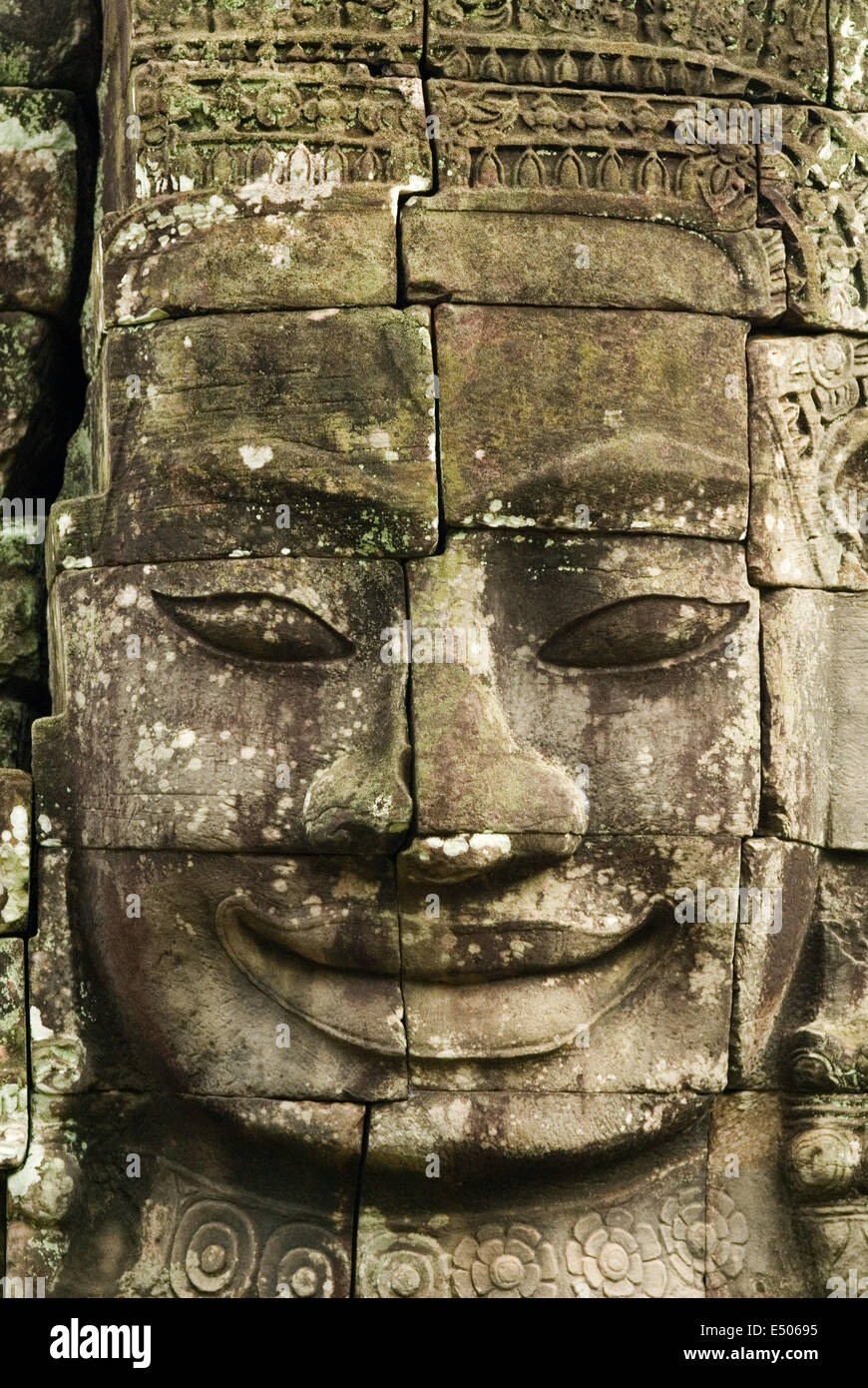 The faces of the Bayon temple. Angkor Thom. Angkor Thom was built as a ...