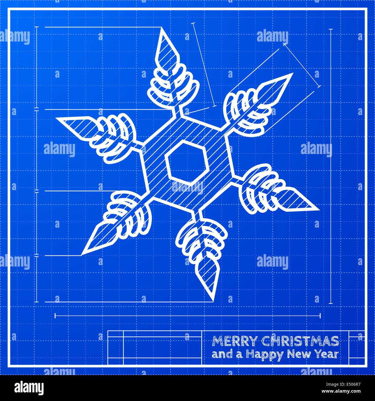 snowflake christmas blueprint Stock Photo - Alamy
