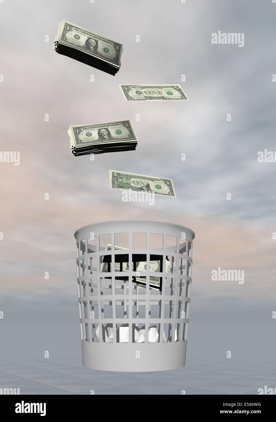 Wasted money - 3D render Stock Photo - Alamy