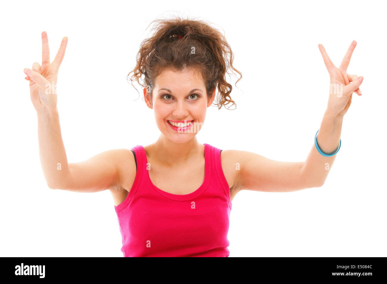 Woman victory sign hi-res stock photography and images - Alamy