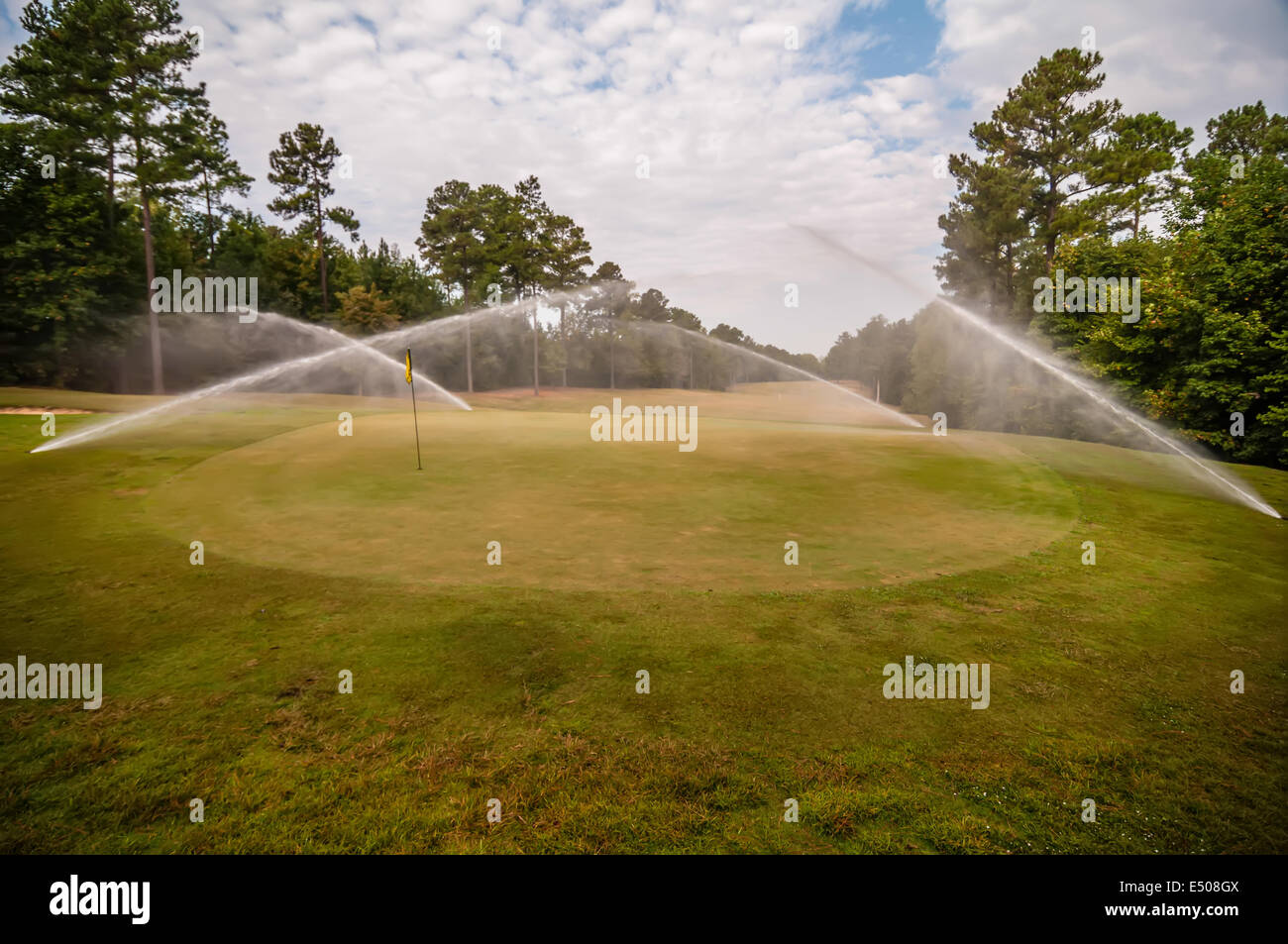 watering green grass lawn on golf course Stock Photo - Alamy