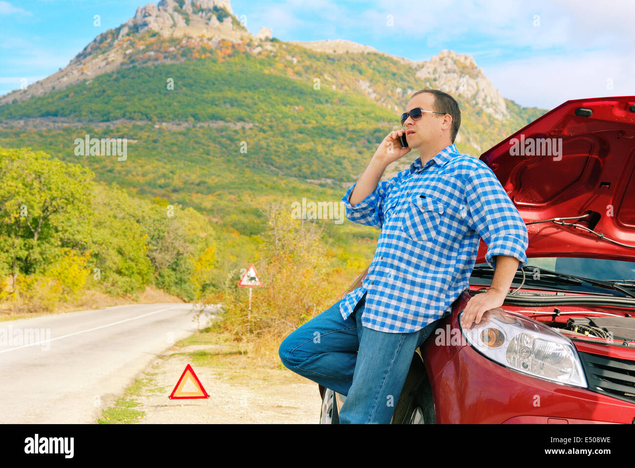 Adult man is calling to support Stock Photo - Alamy