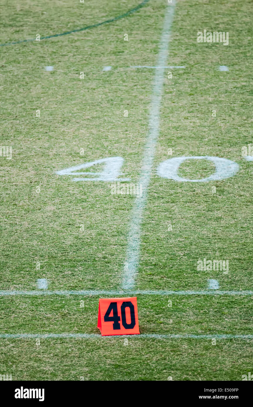 football field 40 twenty yard line marker Stock Photo - Alamy