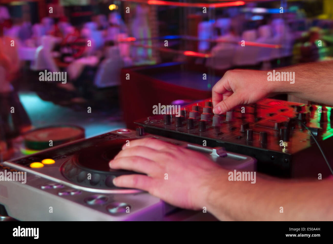 DJ at work, disco party Stock Photo - Alamy