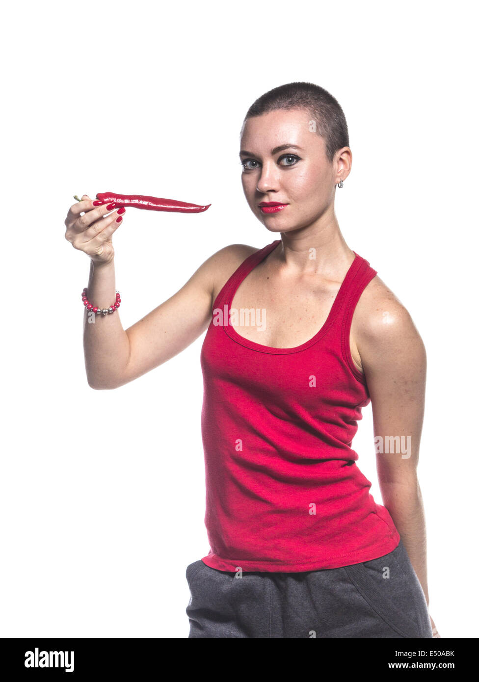 Beautiful girl pepper chili hi-res stock photography and images - Alamy