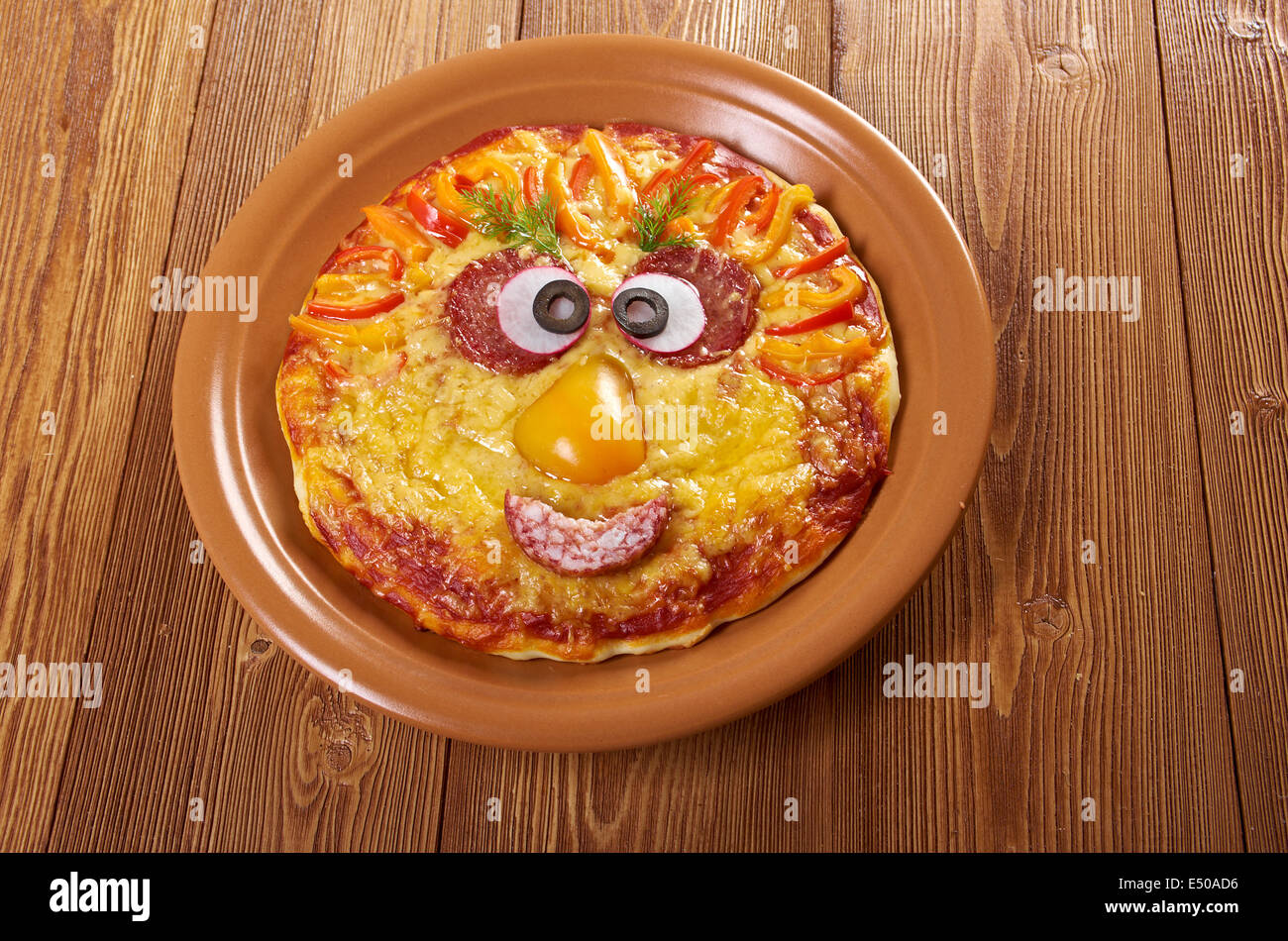 Smiley Faced Pizza Stock Photo - Alamy