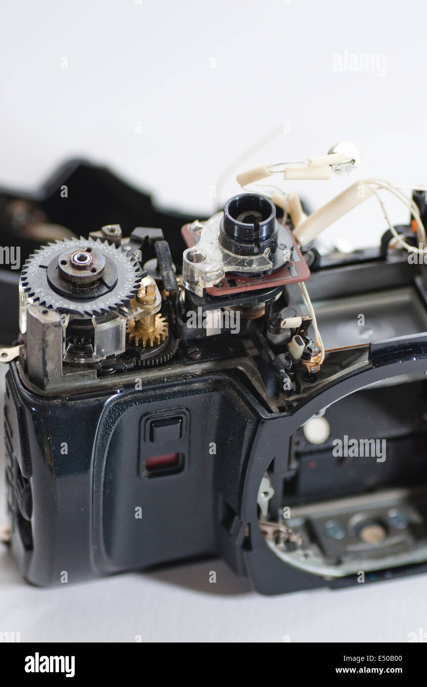 Broken camera picture over white background Stock Photo - Alamy