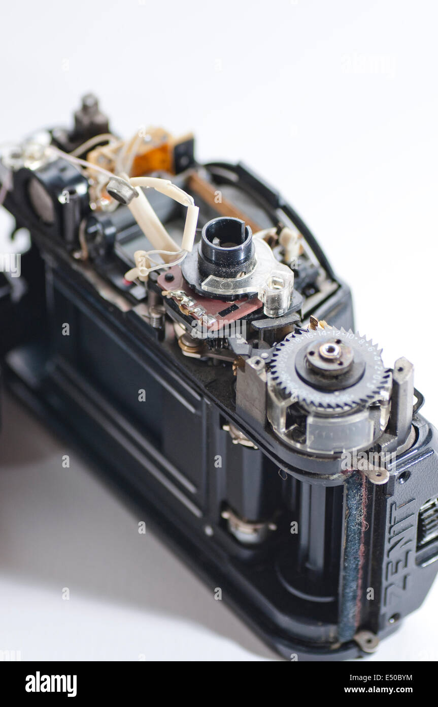 Broken camera picture over white background Stock Photo - Alamy