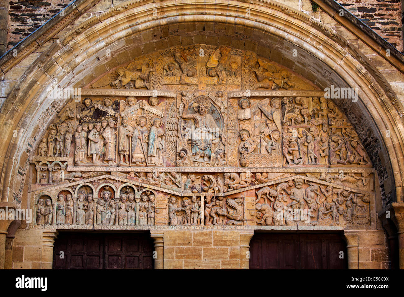 Romanesque tympanum Last Judgment abbey Sainte-Foy Saint James Way ...
