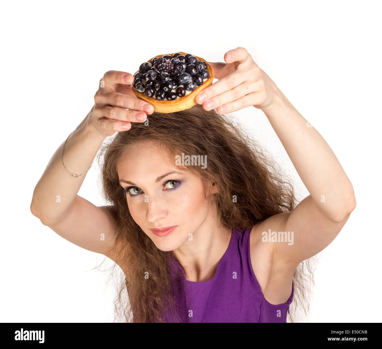 Woman enjoy cake Stock Photo - Alamy