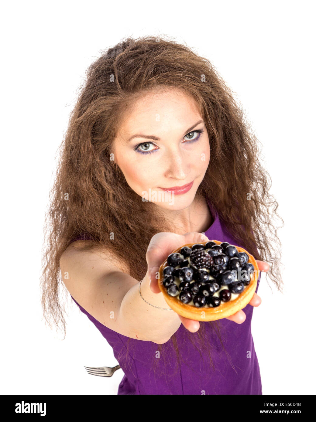 Woman enjoy cake Stock Photo - Alamy